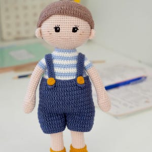 Crochet Boy Doll Amigurumi Pattern – Male Doll in Overalls PDF – DIY ...