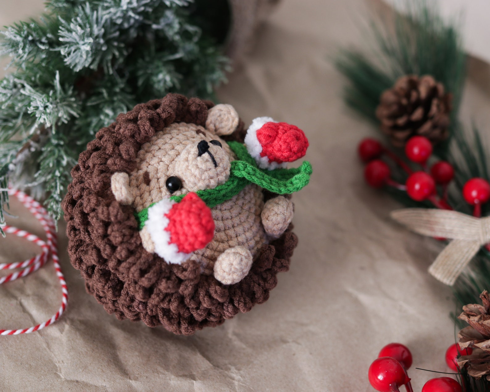 Crochet Hedgehog in Mittens Christmas Amigurumi Pattern - Etsy