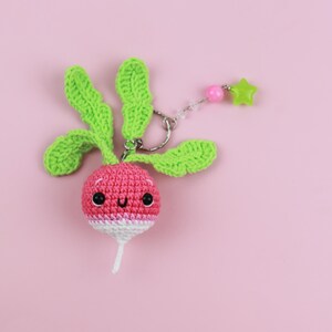 Crochet Radish Keychain Pattern Kawaii Amigurumi Vegetable Bag Charm ...