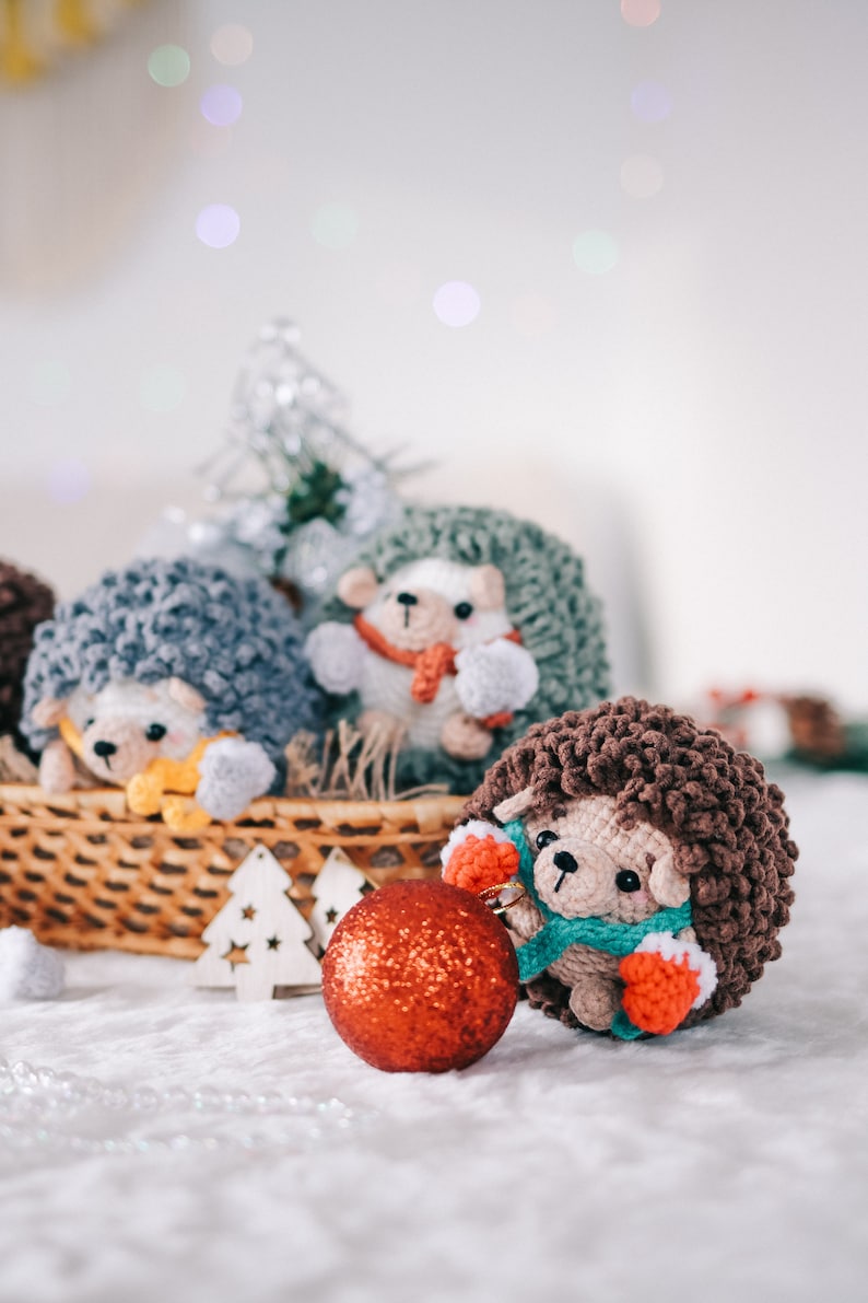 Crochet Hedgehog in Mittens Christmas Amigurumi Pattern - Etsy