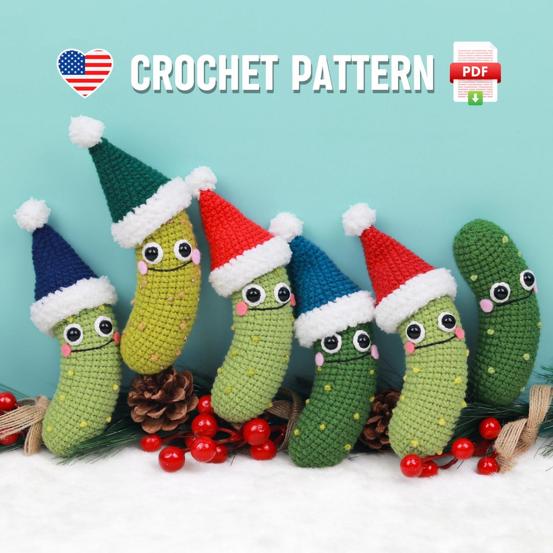 Christmas Pickle in Santa Hat Crochet Pattern Funny Pickle Christmas ...