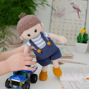 Crochet Boy Doll Amigurumi Pattern – Male Doll in Overalls PDF – DIY ...