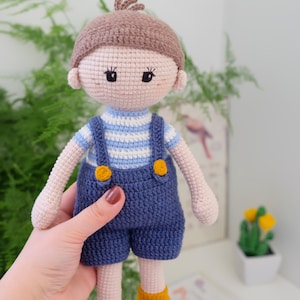 Crochet Boy Doll Amigurumi Pattern – Male Doll in Overalls PDF – DIY ...