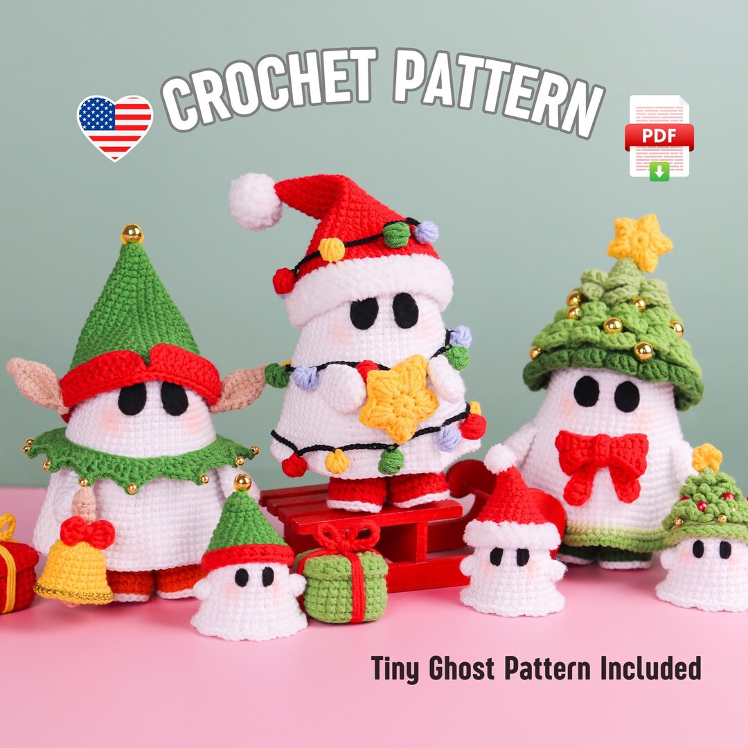 Christmas Crochet Ghosts Amigurumi Pattern PDF Tutorial for Santa, Elf ...