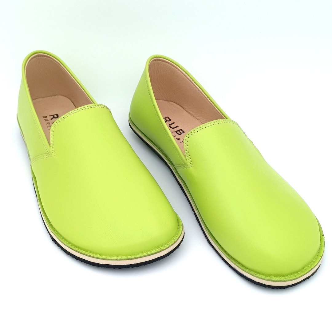 Barefoot Green Shoes Women, Minimalist Rubber Sole Moccasins, Narrow ...