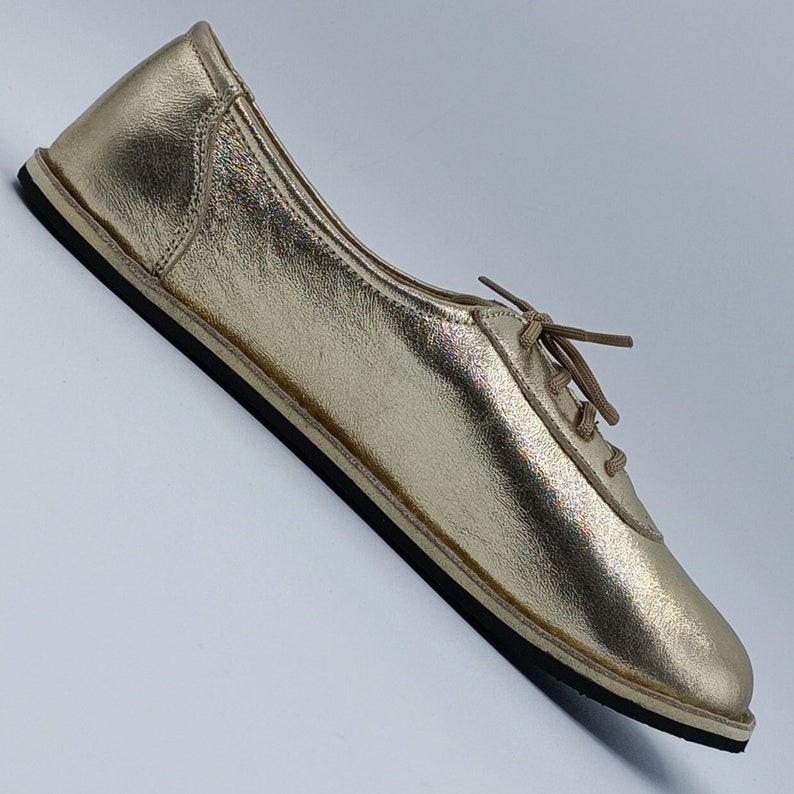 Womens Gold Leather Barefoot Sneakers: Wide Toe, Minimalist Shoes - Etsy