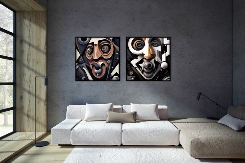 AI Generated Art Set of Four Different Cubism Mask/face - Etsy