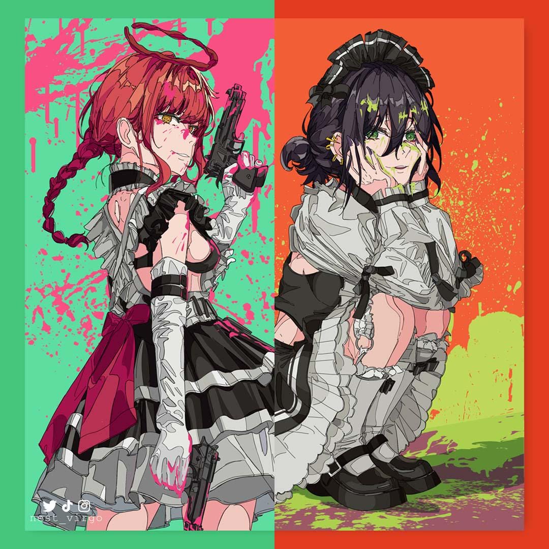 Cyber Maid Makima X Reze Fanart Illustration | Nestvirgo - Etsy