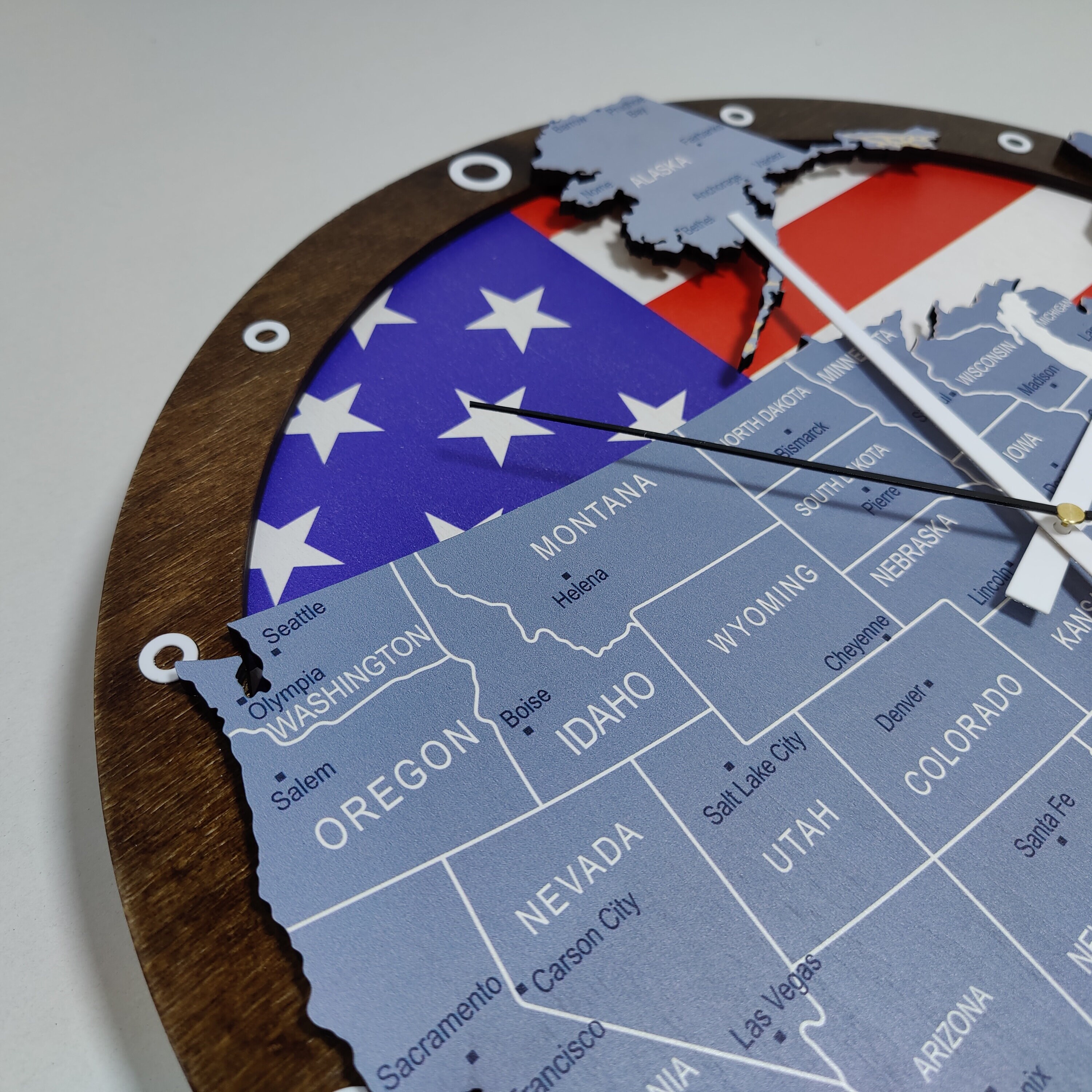 Modern Wall Clock With Map of the USA, Large American Wall Clock ...