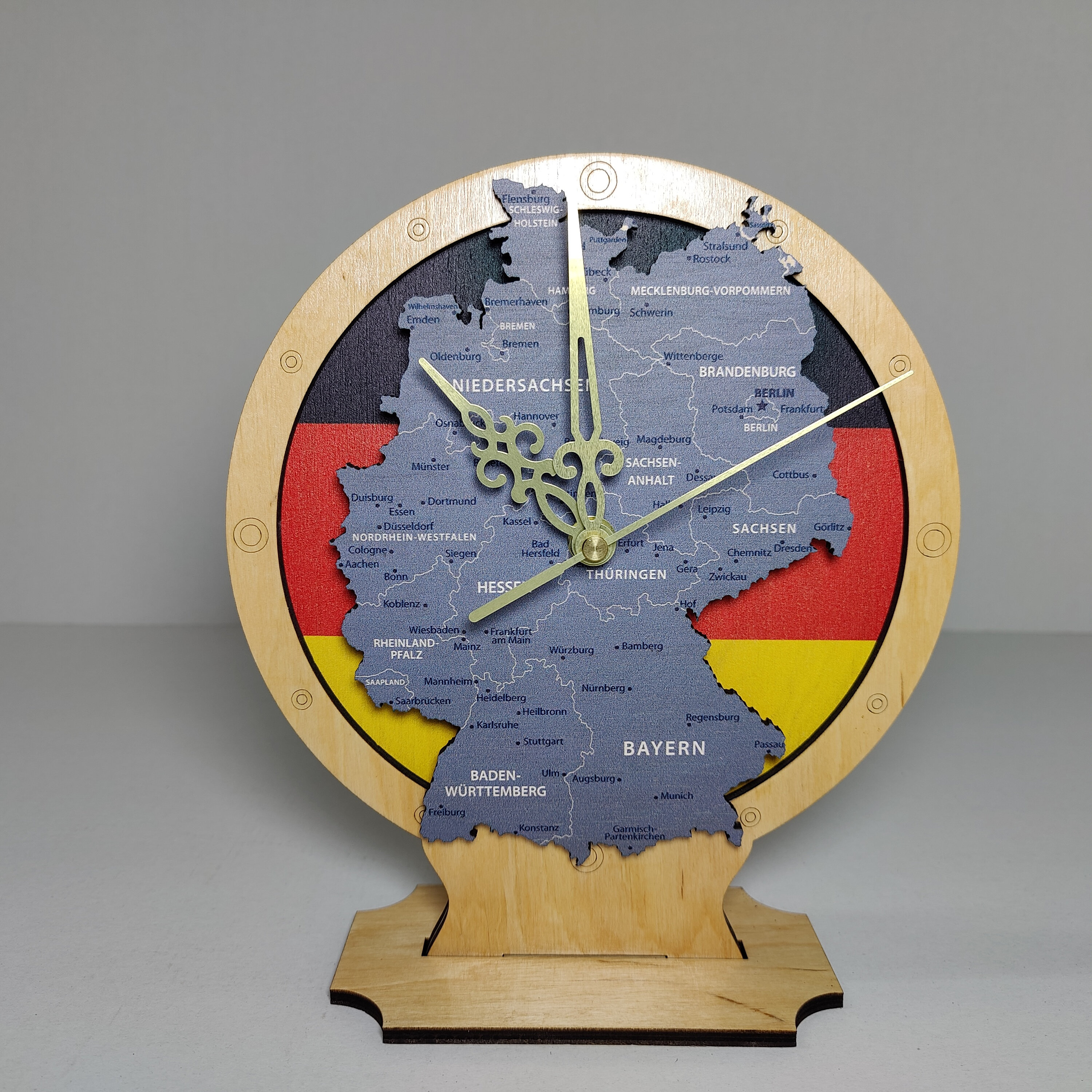Germany States Map Desk Clock, Statement Large Table Clock, Piece of ...