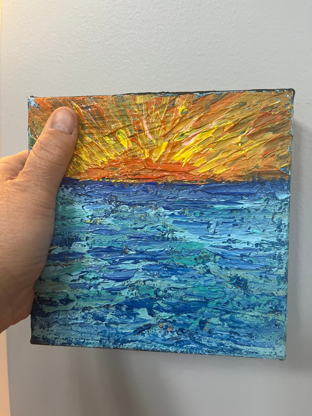 Mini Canvas Painting 6x6 Canvas Ocean Painting Original Mini Landscape ...