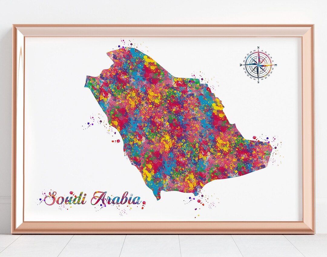 Saudi Arabia Watercolor, Saudi Arabia Map, Saudi Wall Art, Saudi Arabia ...
