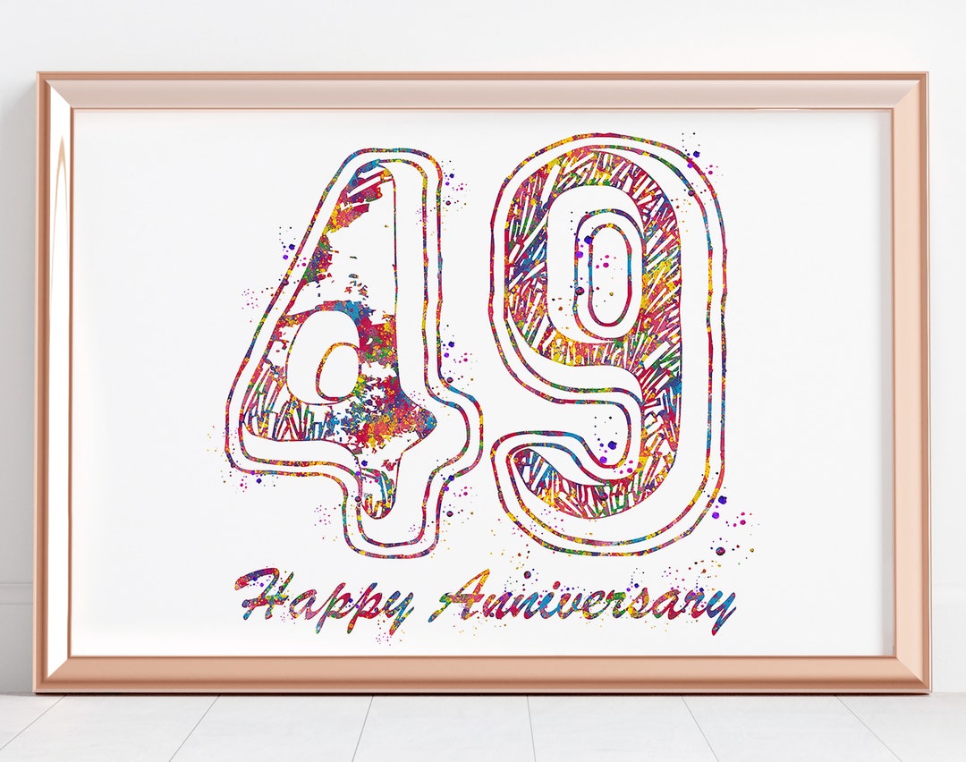 49th Anniversary Watercolor Art Print 49th Anniversary Gift - Etsy