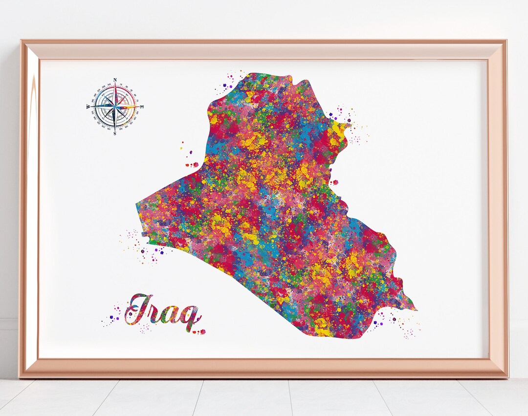 Watercolor Iraq Map, Iraq Poster, Iraq Map, Iraq Painting, Iraq Wall ...