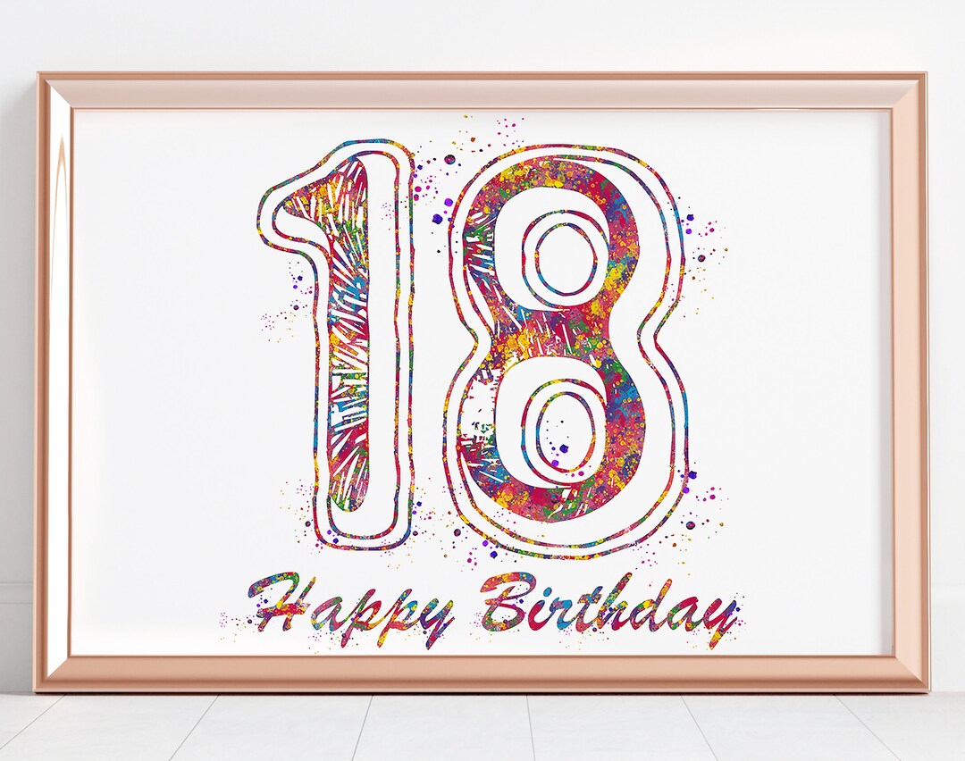 18th Birthday Watercolor Art, 18th Birthday Gift Girl, 18th Birthday ...