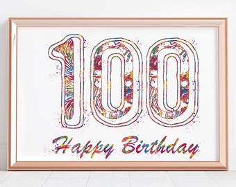 100th Birthday Poster Print - Etsy
