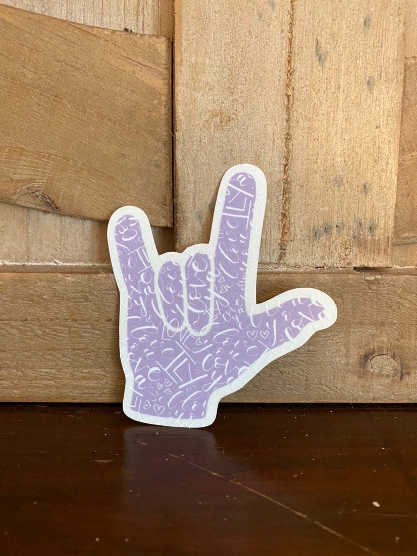 ASL I Love You Sign Language Clear Vinyl Sticker Hand Lettered Unique ...