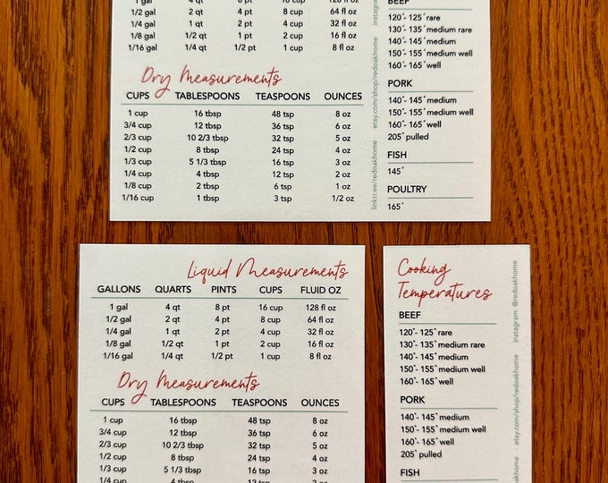 Kitchen Cooking and Baking Conversions Magnet - Measurement Conversions ...