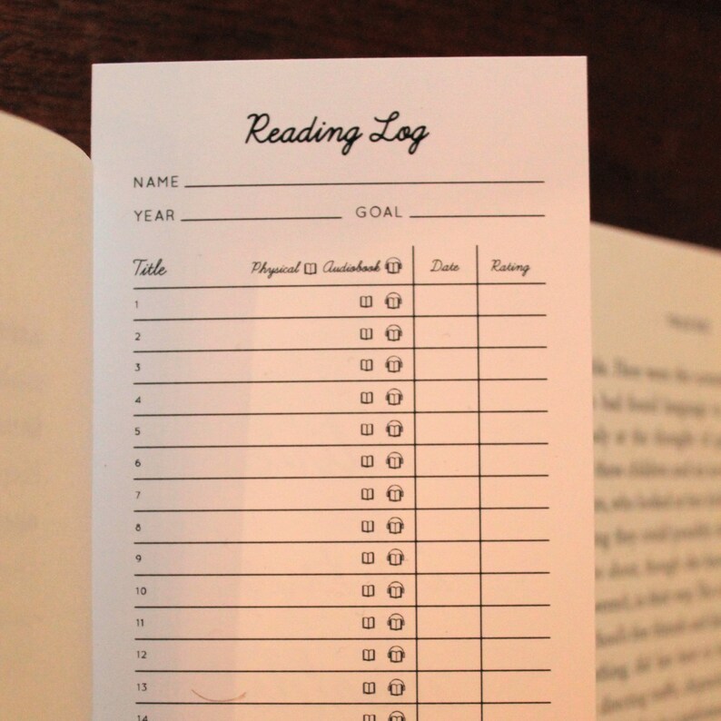 DIGITAL DOWNLOAD Printable Reading Log Bookmark Track Your - Etsy