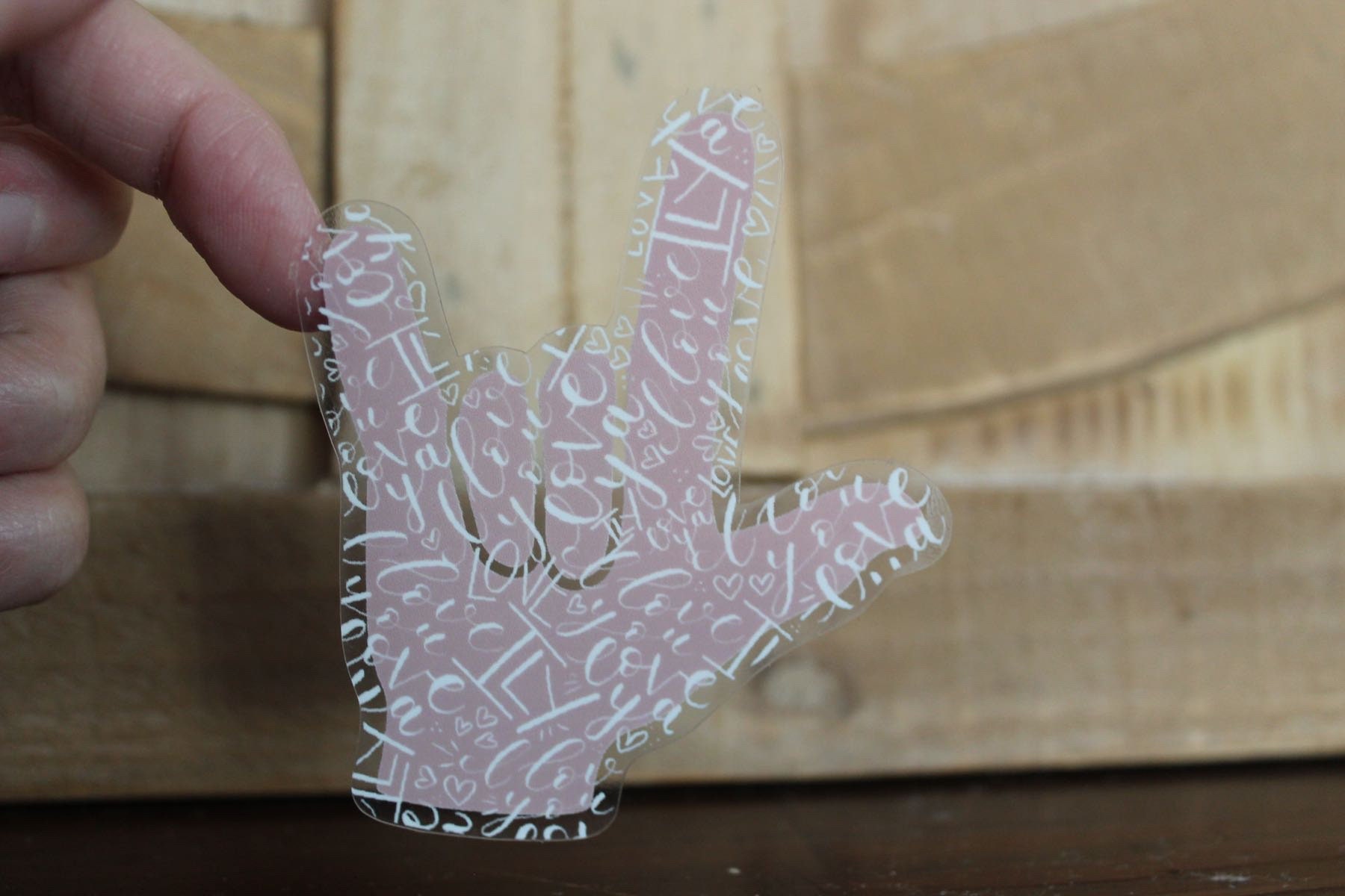 ASL I Love You Sign Language Clear Vinyl Sticker Hand Lettered Unique ...