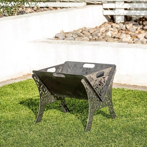 Compact Fire Pit and BBQ Grill - Collapsible and Portable for Garden ...