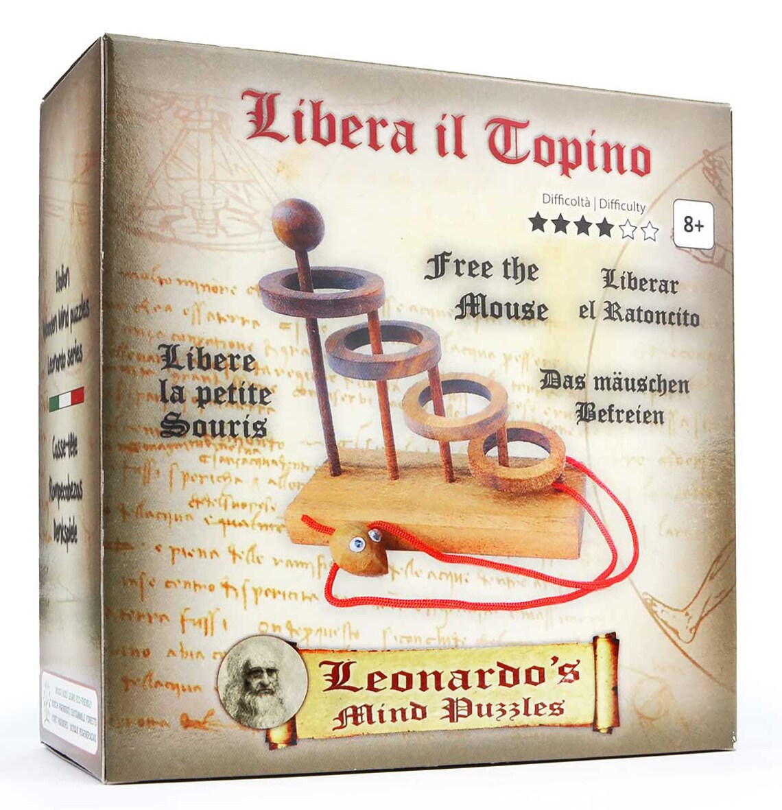 Free the Mouse - Wooden Brain Teaser - Rope Mind Puzzle - Difficulty 4/ ...