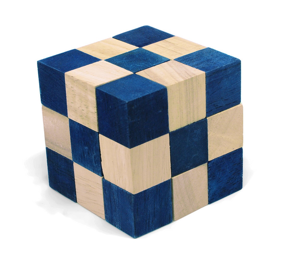Blue Snake Cube - 3D Wooden Brain Teaser - Difficulty 4/6 Extreme ...