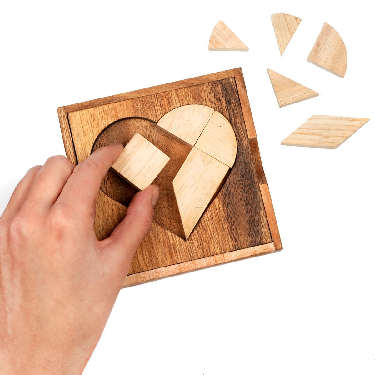 Heart Tangram - Wooden Geometric Brain Teaser - 49 Shapes in 1 ...