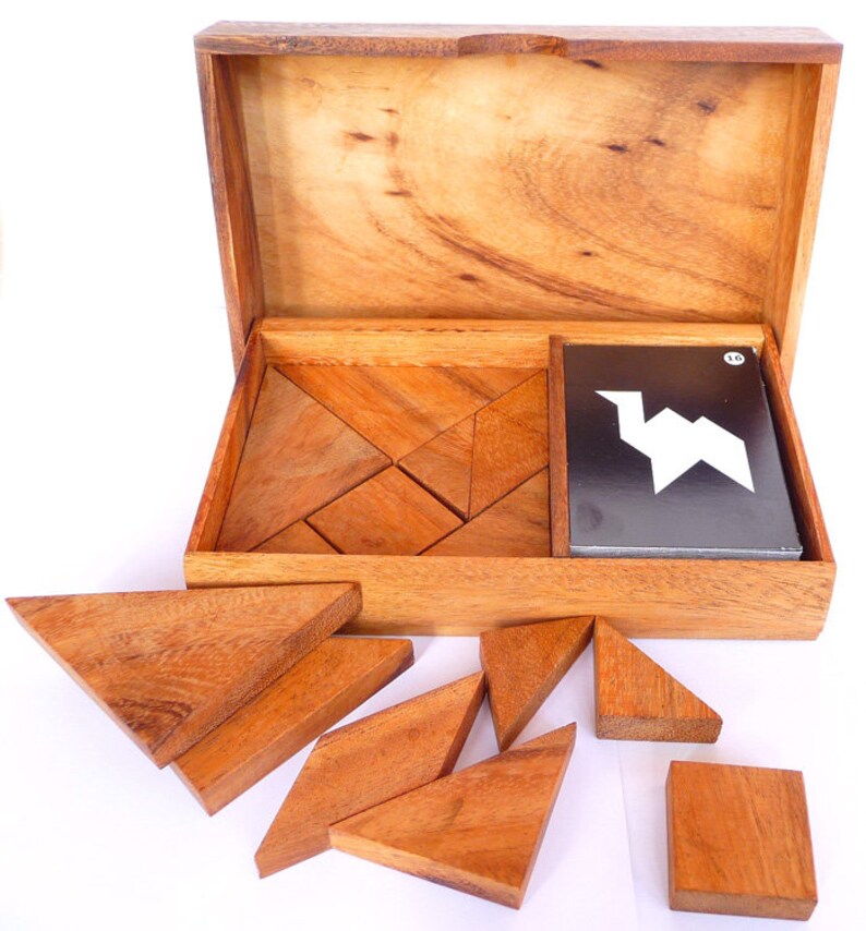 Double Tangram Wooden Brain Teaser 65 Puzzles in 1 Card - Etsy
