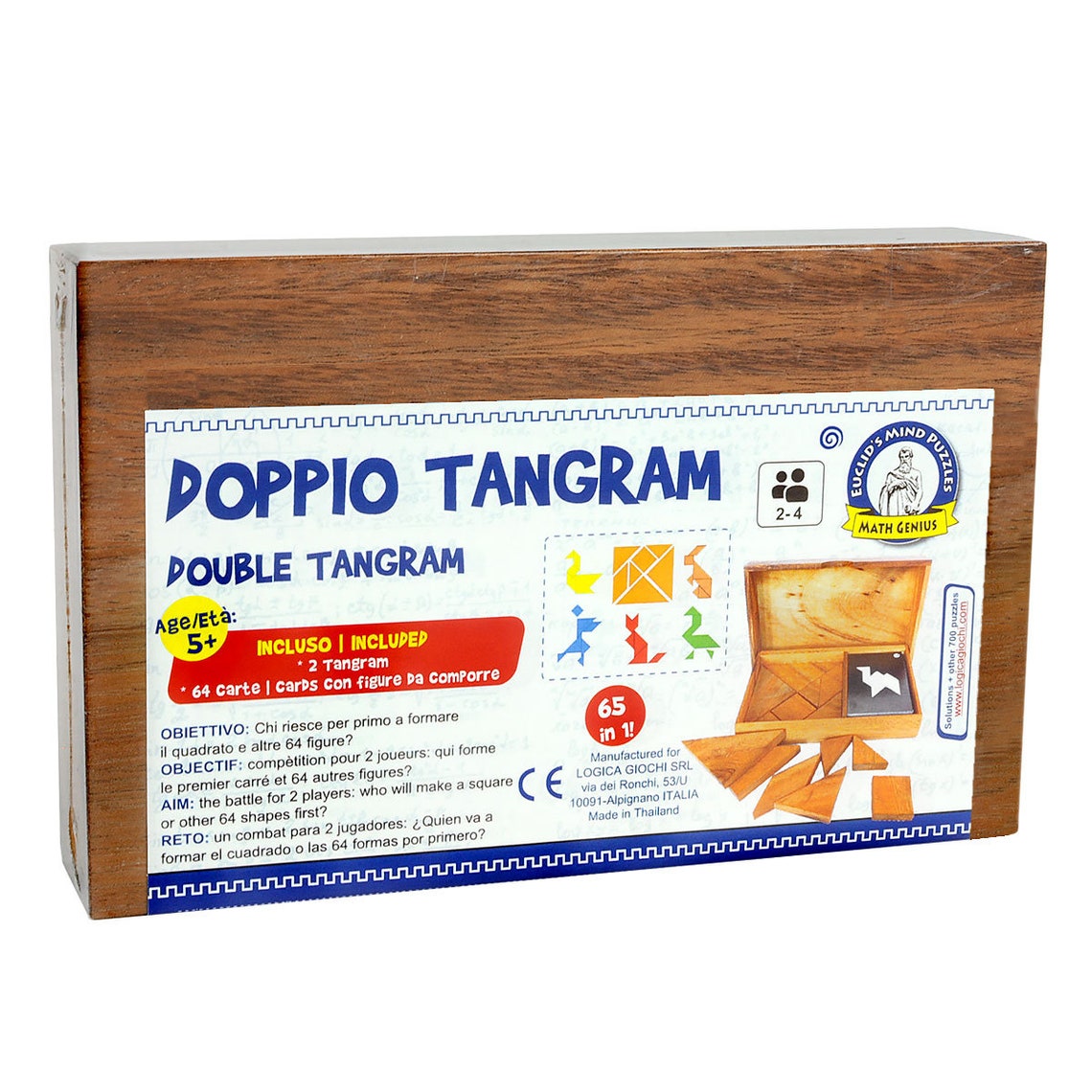 Double Tangram Wooden Brain Teaser 65 Puzzles in 1 Card Box Puzzle for ...