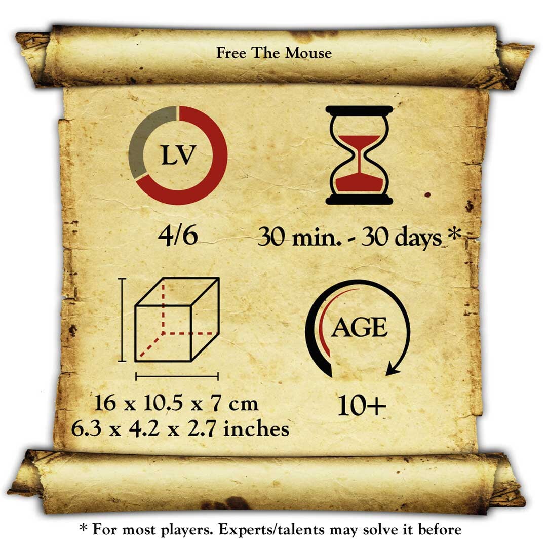 Free the Mouse - Wooden Brain Teaser - Rope Mind Puzzle - Difficulty 4/ ...