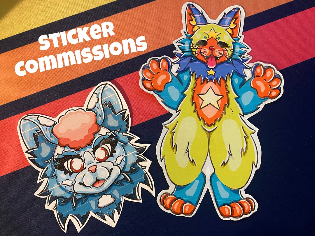 Glossy Fursona/furry/fursuit Sticker Commissions Headshot, Bust, or ...