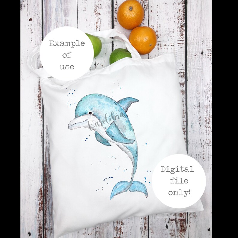 Dolphin Watercolour PNG Sublimation Design Cute Dolphin - Etsy
