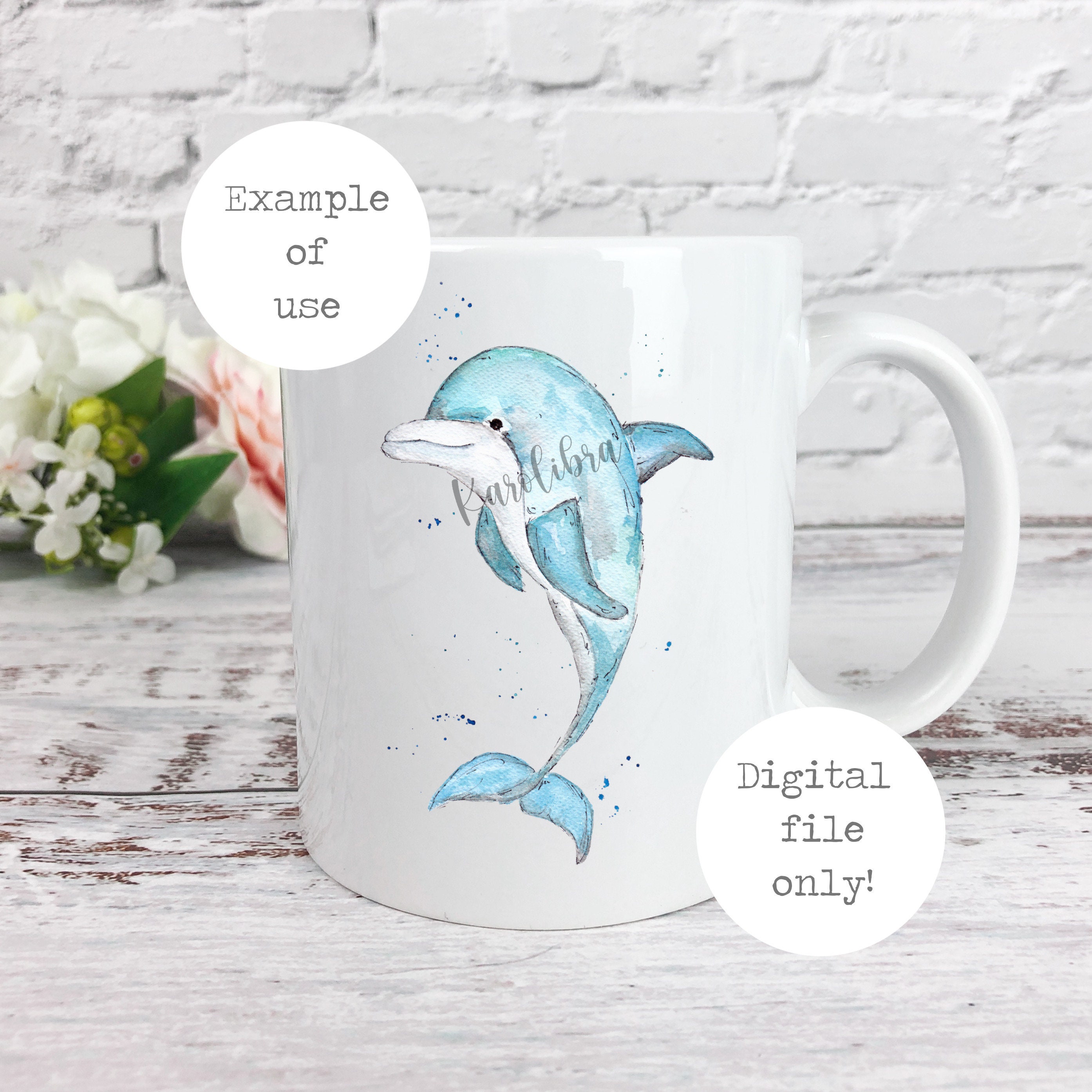 Dolphin Watercolour PNG Sublimation Design Cute Dolphin - Etsy