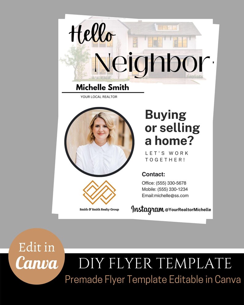 Real Estate Flyer Template, Hello Neighbor Realtor Introduction Flyer ...