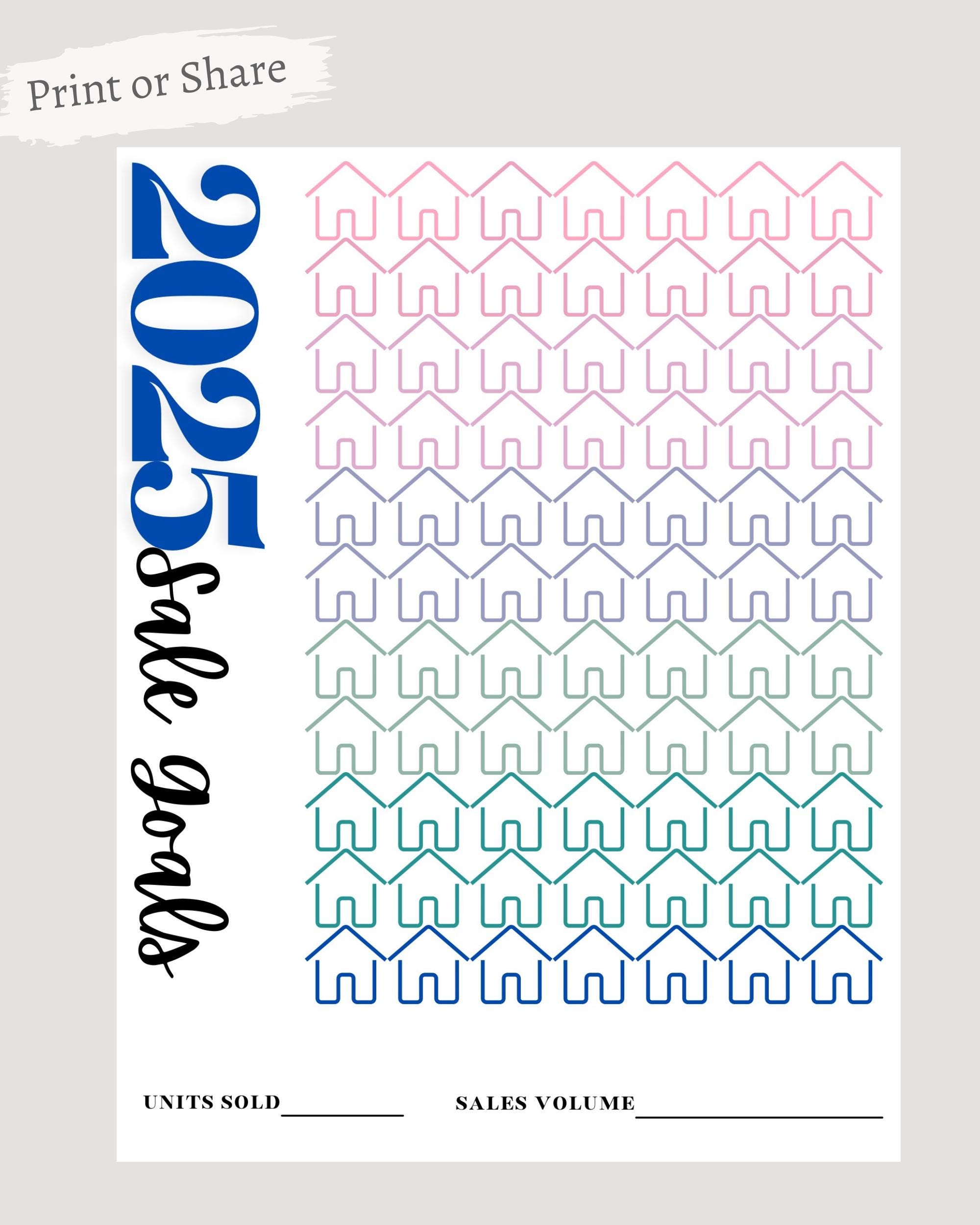 Real Estate Goal Sheet, Goal Chart, Real Estate House Goal Chart ...