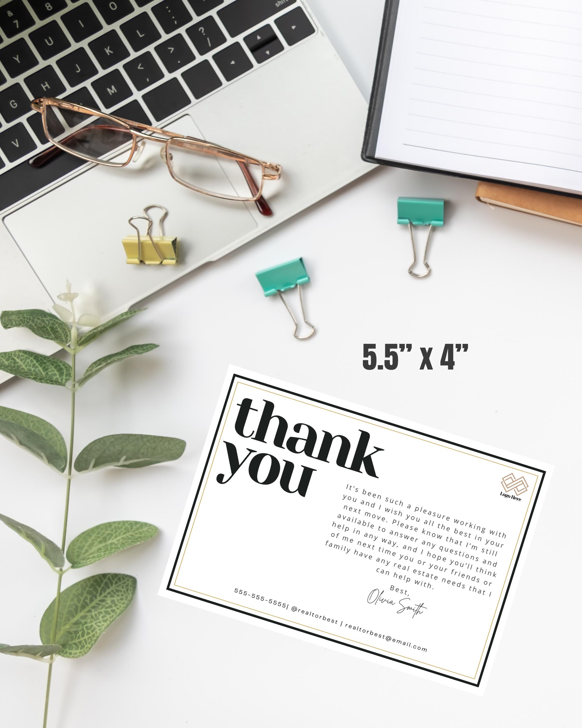 Real Estate Thank You Card, Printable Thank You Card, Real Estate ...
