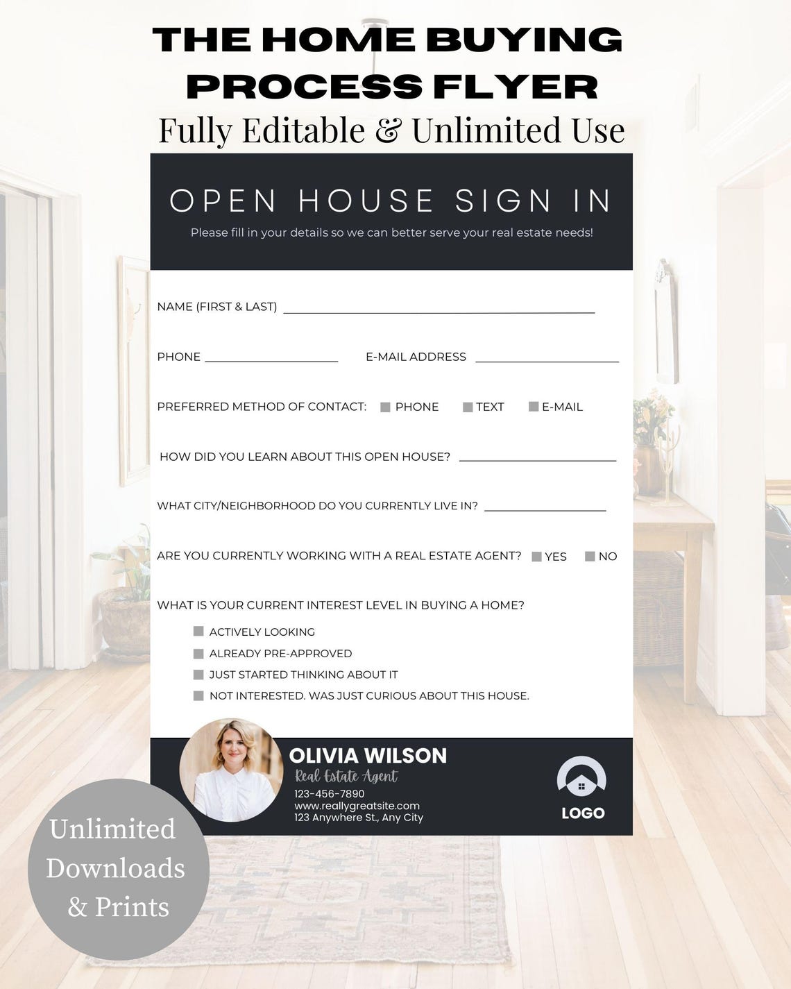 Open House Sign in Sheet Editable Template | Real Estate Marketing ...