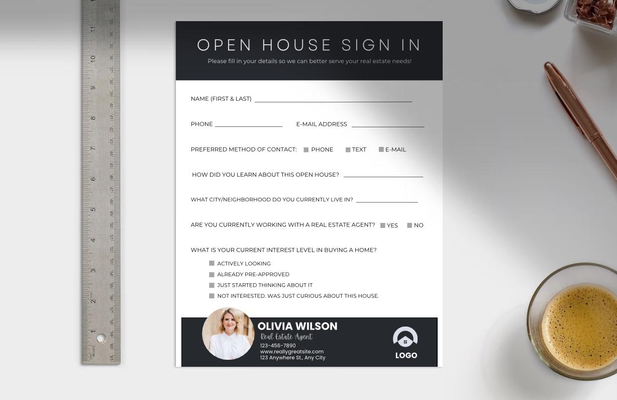Open House Sign in Sheet Editable Template | Real Estate Marketing ...