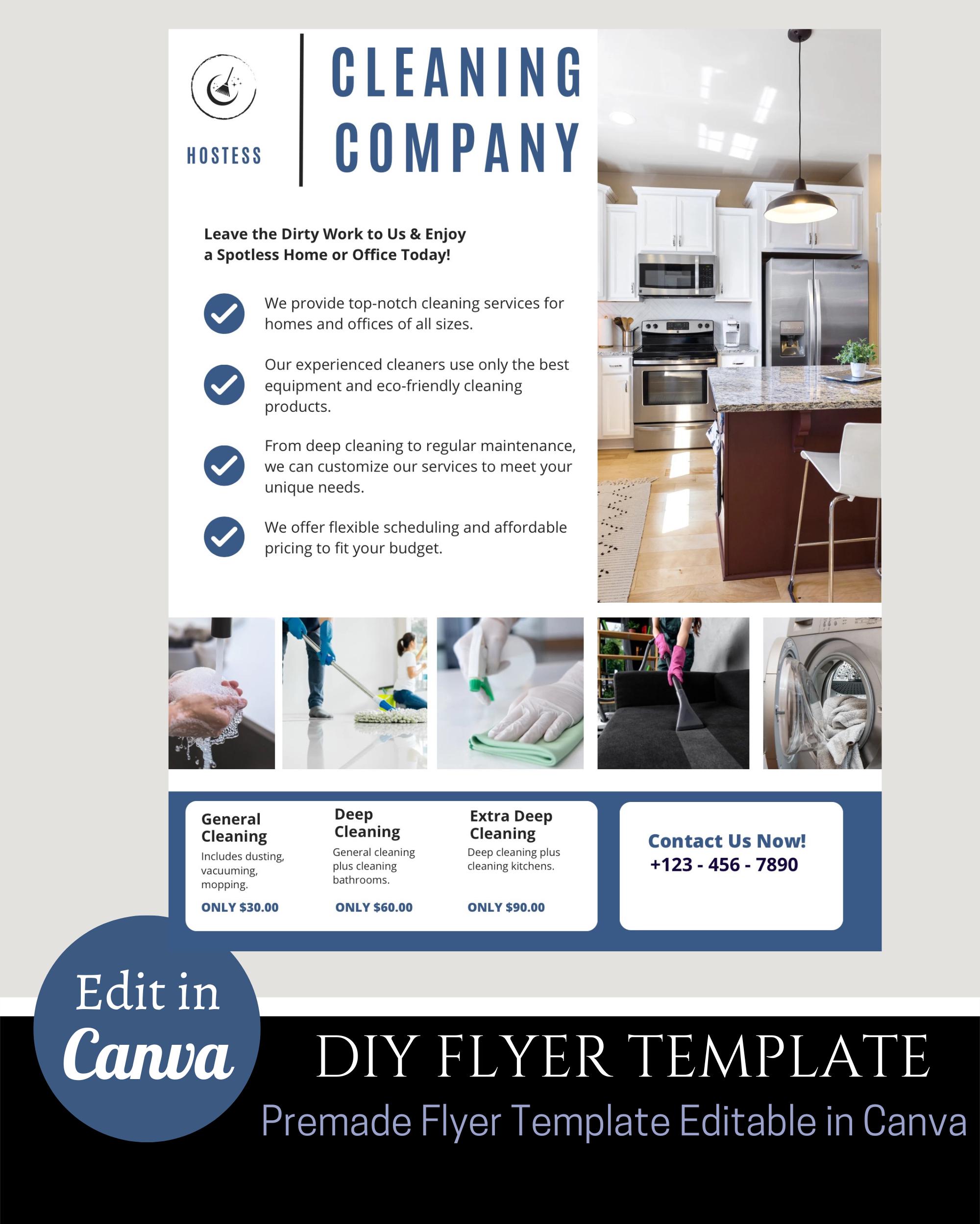 Cleaning Business Service Flyer, DIY Flyer Template Design, Cleaning ...