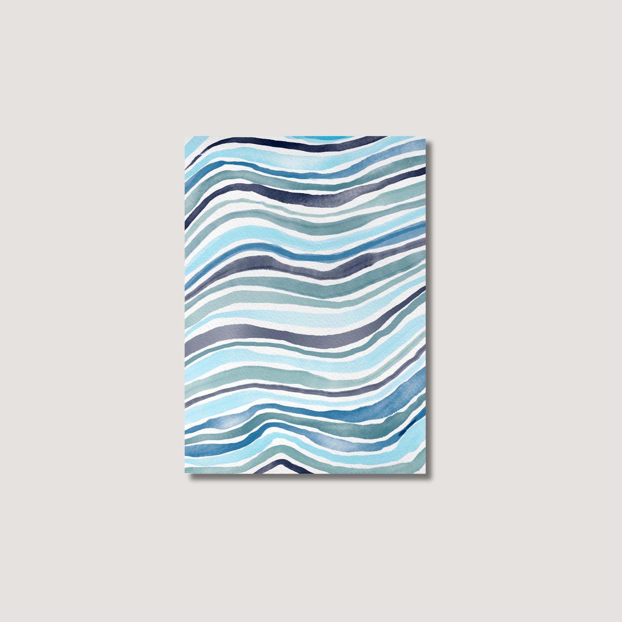 Ocean-inspired Watercolor Wave Pattern Wall Art | Blue Abstract Beach ...