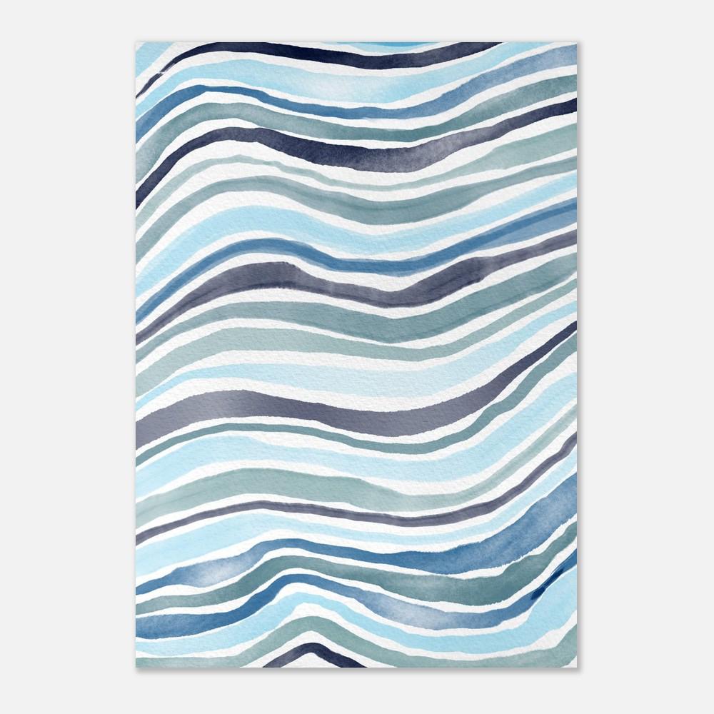 Ocean-inspired Watercolor Wave Pattern Wall Art | Blue Abstract Beach ...