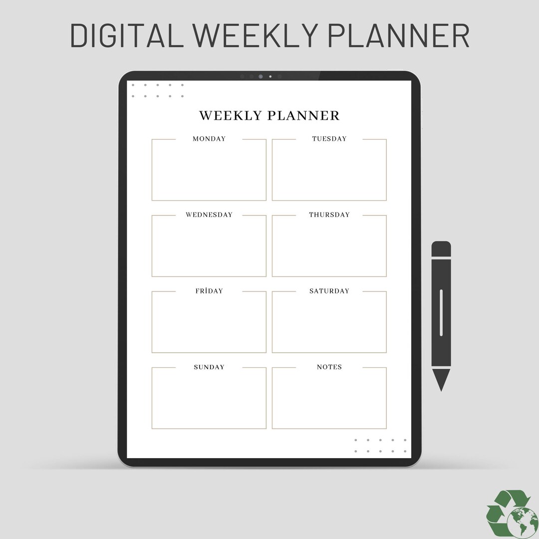 Weekly Planner Digital, Printable Planner, Digital Planner iPad Planner ...