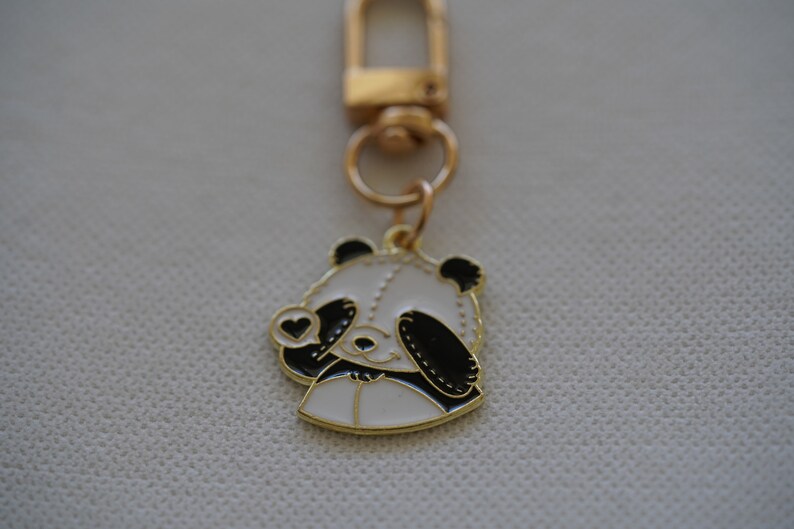 Cute Panda Keychain With Heart/charm Cute Bag Accessory Key - Etsy