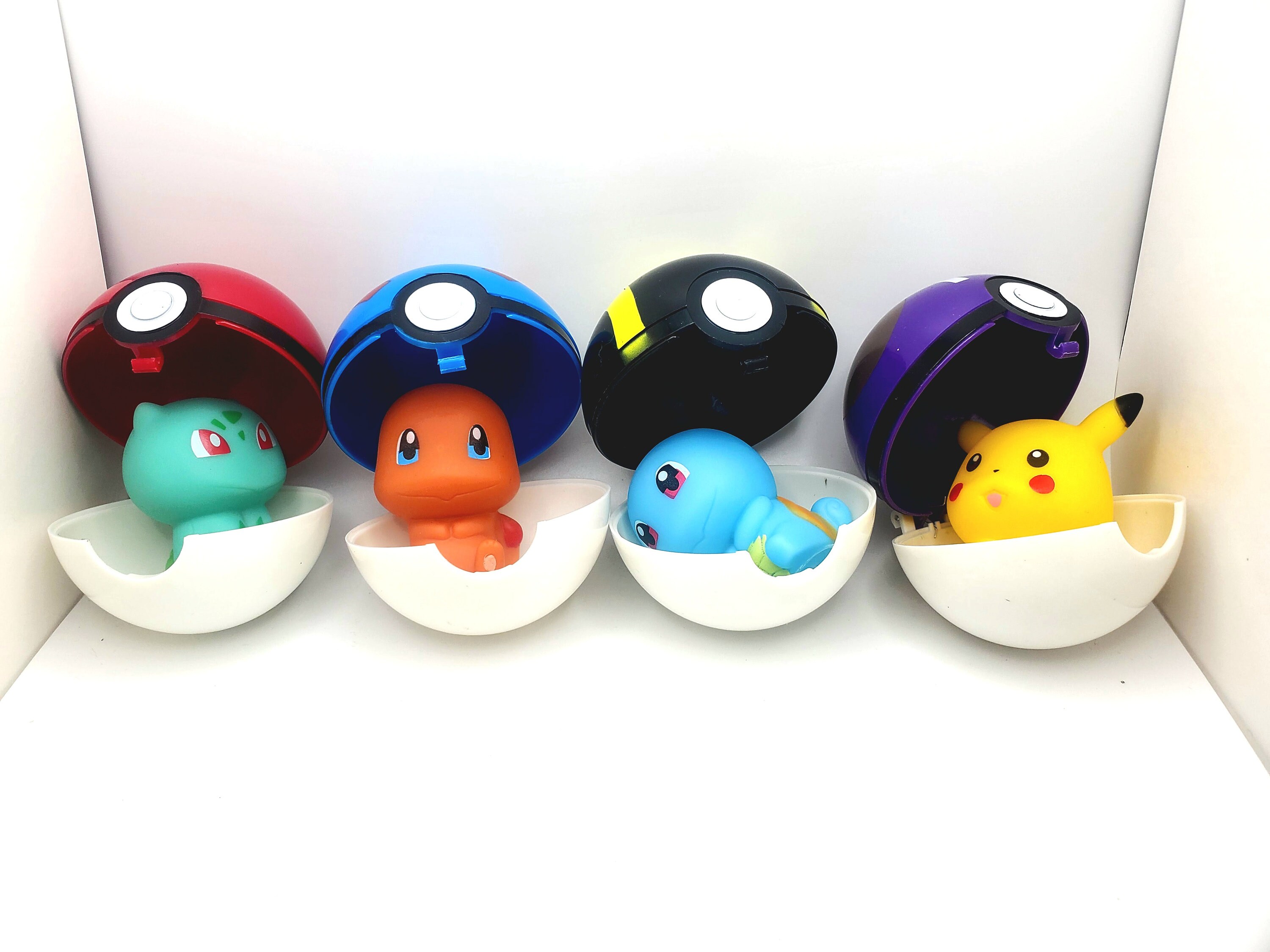 Set of 4 Pokeballs With Large 2 Figures Inside Great Gift for Kids or ...