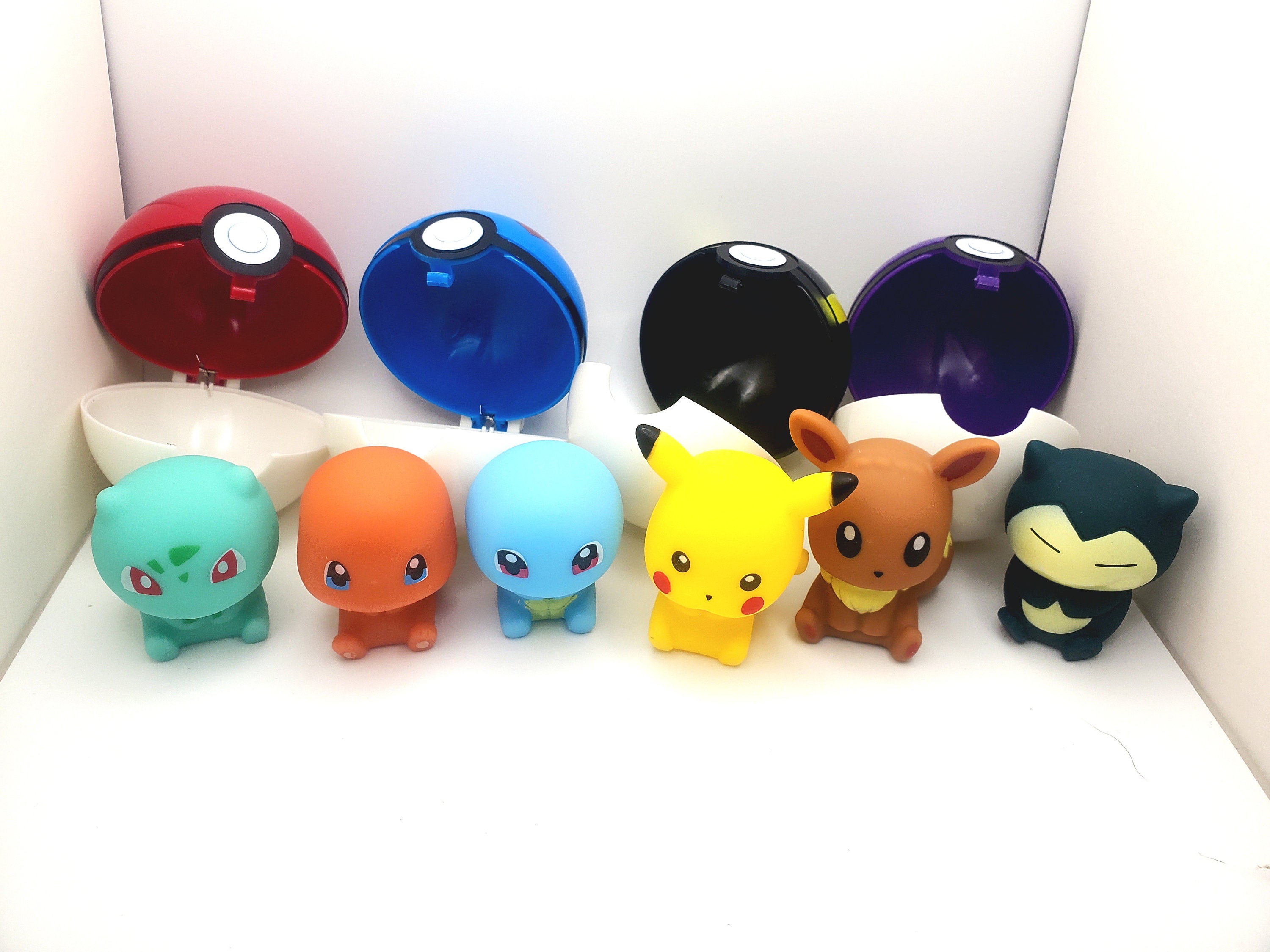 Set of 4 Pokeballs With Large 2 Figures Inside Great Gift for Kids or ...