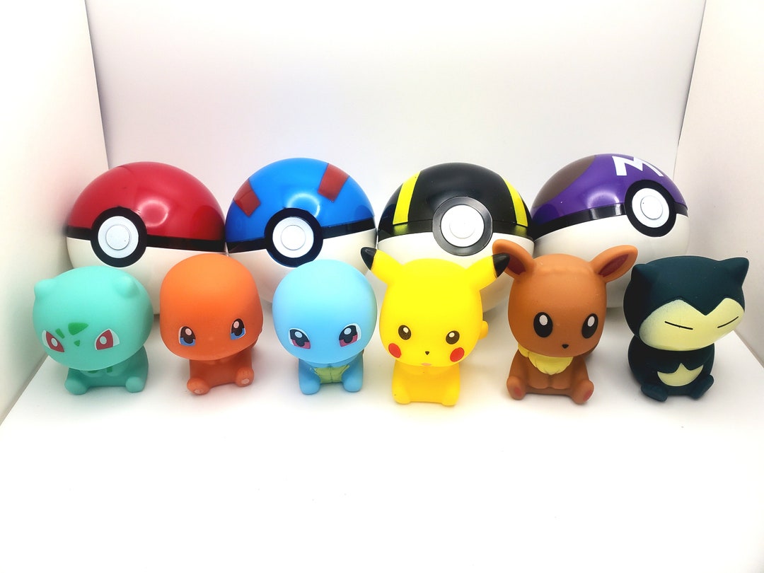 Set of 4 Pokeballs With Large 2 Figures Inside Great Gift for Kids or ...