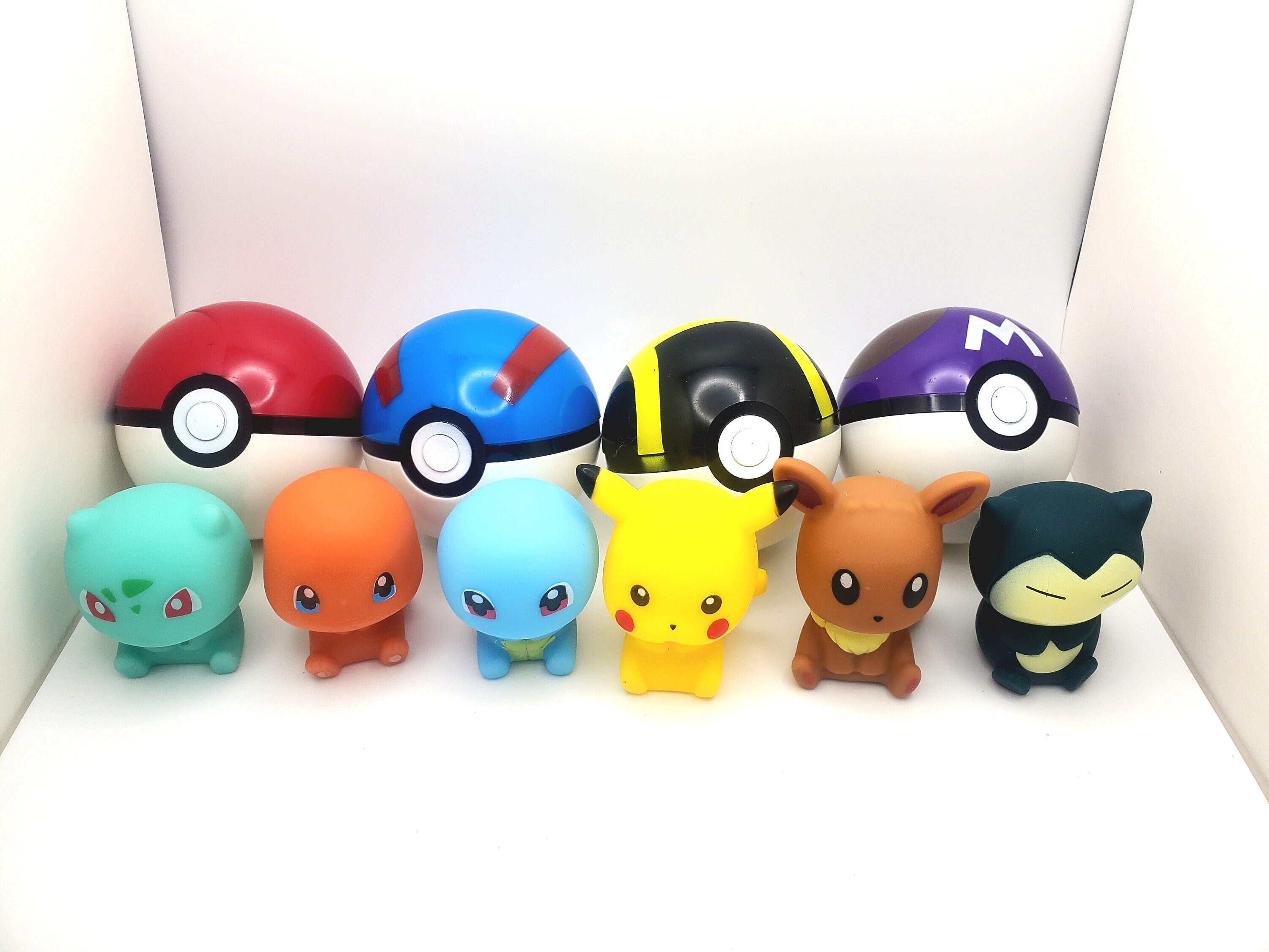 Set of 4 Pokeballs With Large 2 Figures Inside Great Gift for Kids or ...