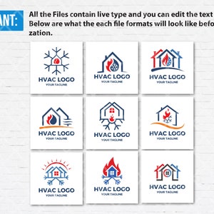 Heating and Cooling Editable Canva Logo Template, DIY HVAC Logo ...