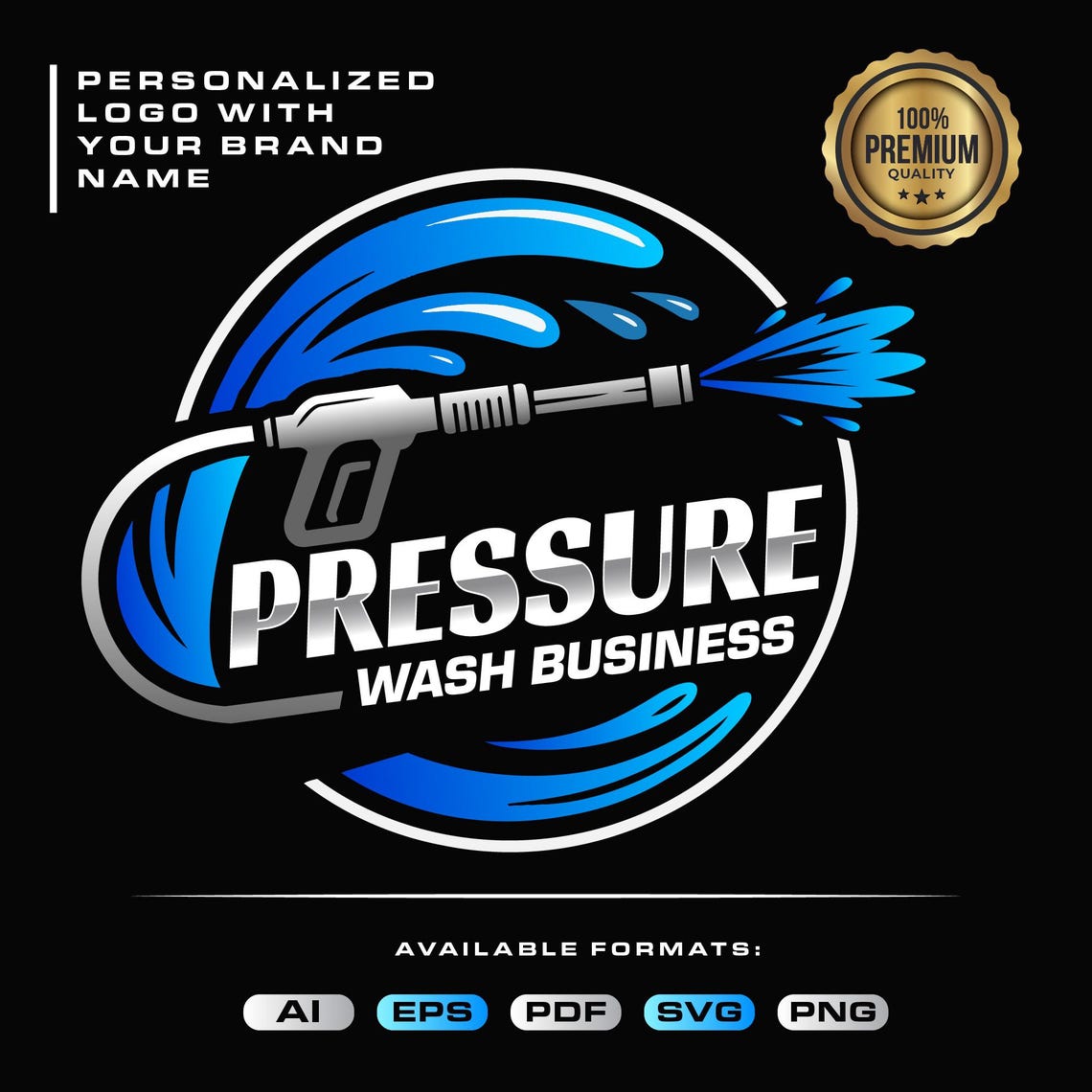 Custom Pressure Washing Logo With Editable Text | Professional Power ...